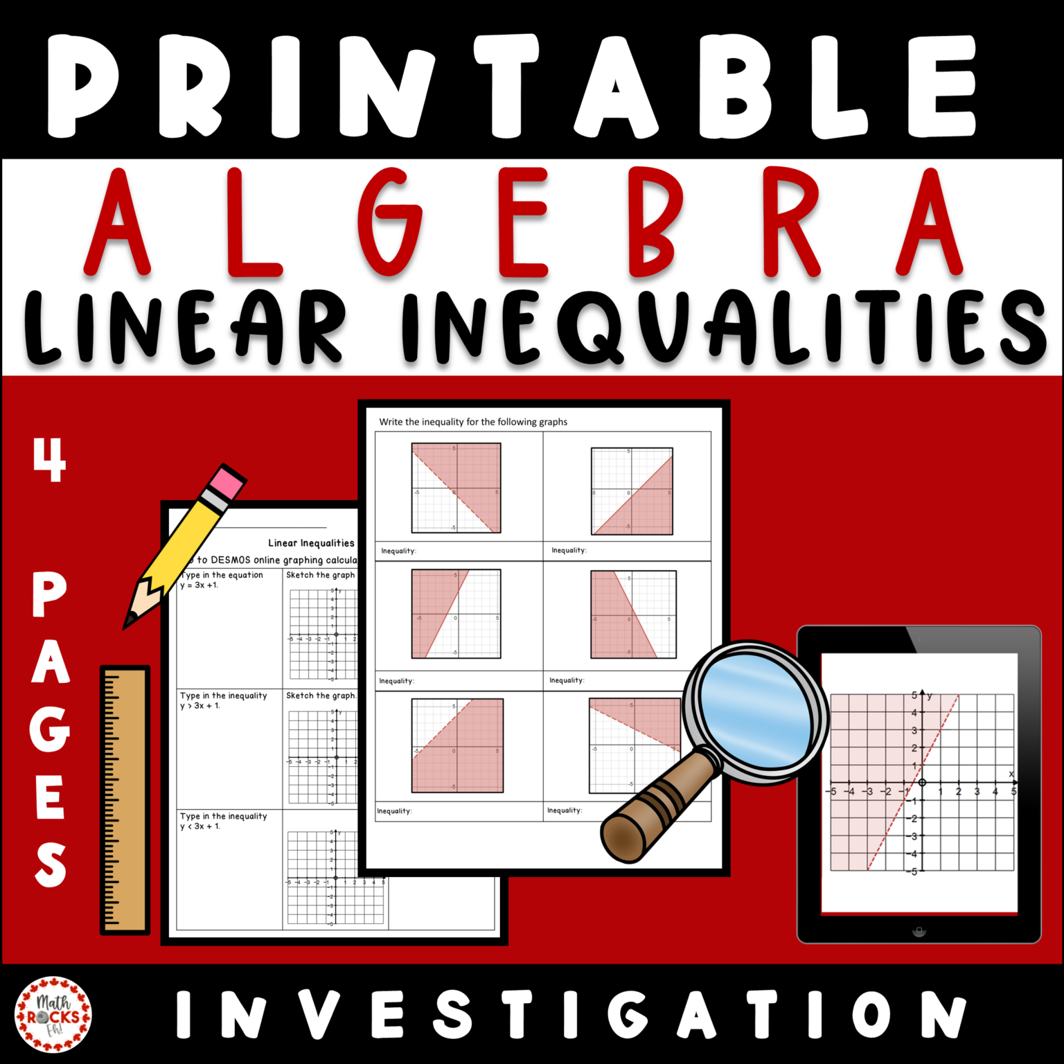 Linear Inequalities By Graphing Investigation Printable Activity ...