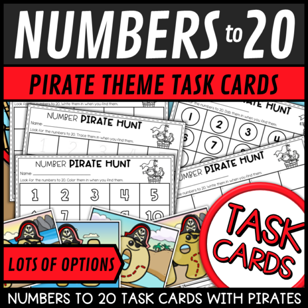 Numbers to 20 Task Cards with Pirates for Write the Room and SCOOT ...