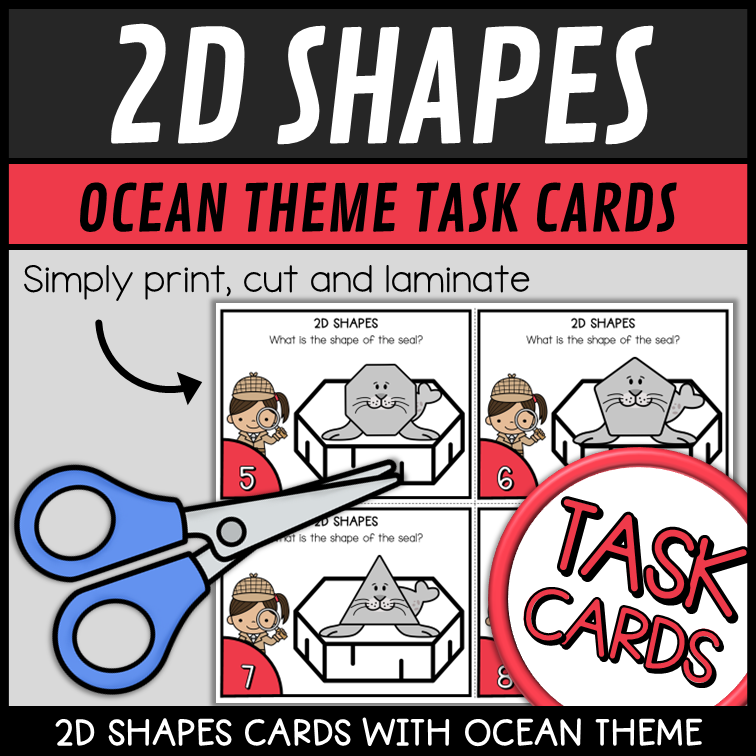 2D Shapes Task Cards Ocean Theme and Sea Animals Stingrays | Made By ...