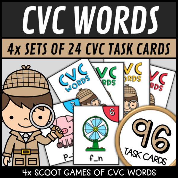 CVC Words Task Cards and SCOOT Game All Vowels AEIOU | Made By Teachers