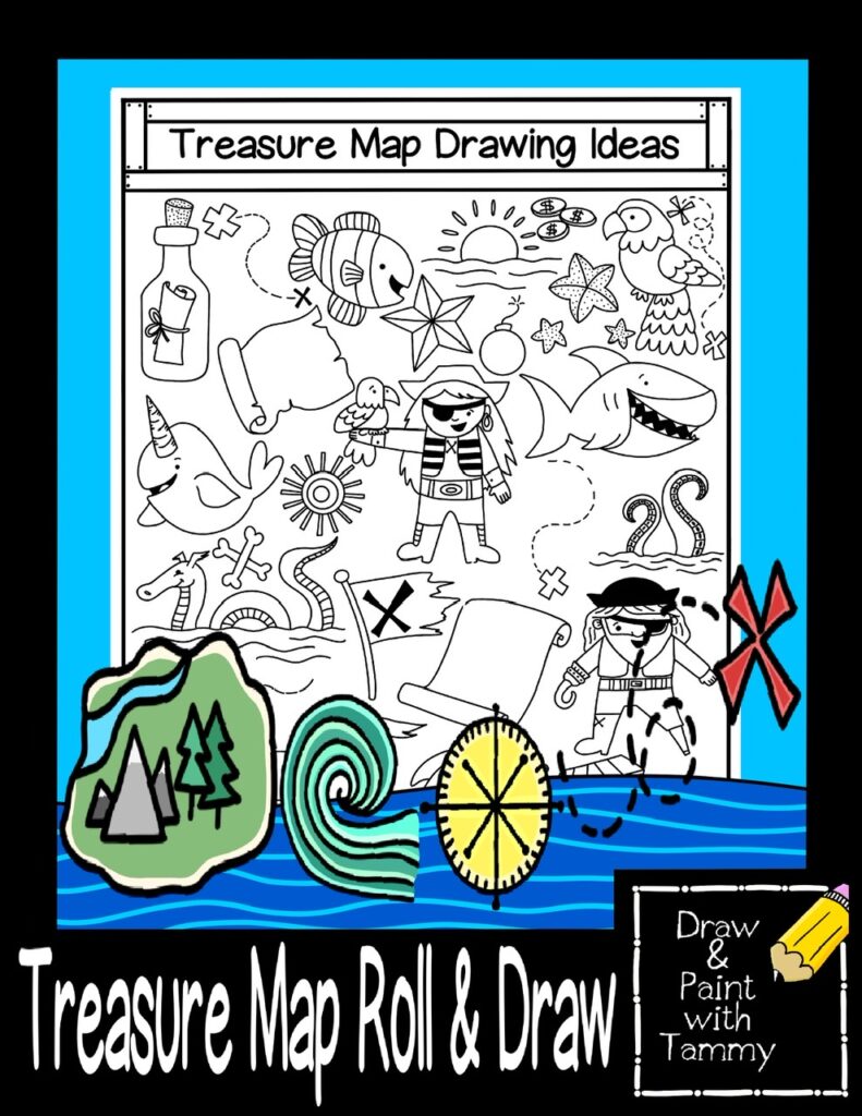 Treasure Map Roll and Draw Printable Art Game and Art Sub Lesson | Made ...