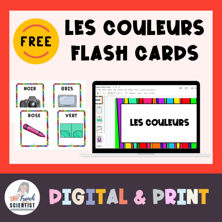 FREE FRENCH Les Couleurs / Colors - Vocabulary Flash Cards & Word Wall ...