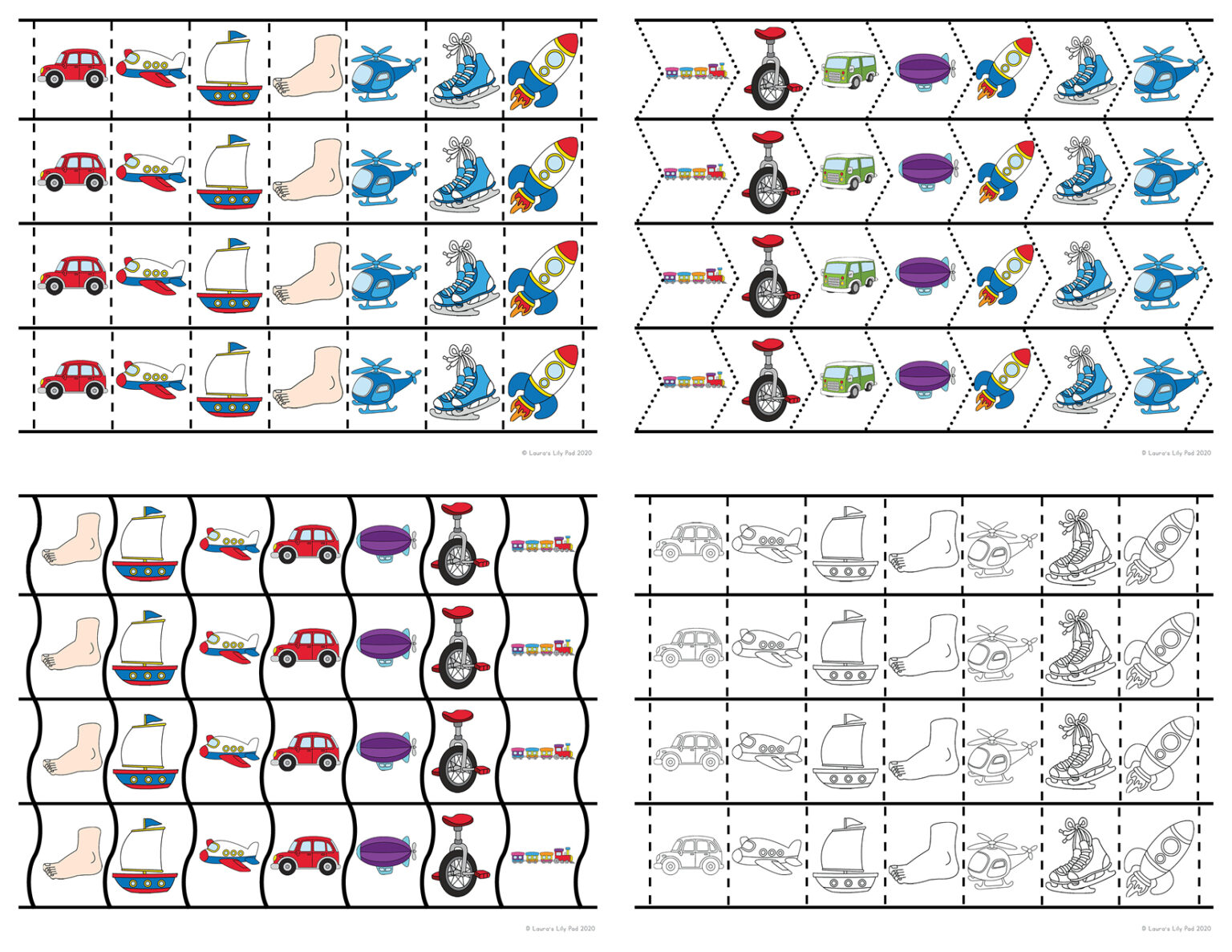 Transportation Cutting Practice Scissor Skills Center - Made By Teachers