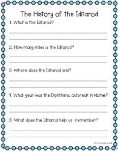 Iditarod Reading Comprehension Passages - Made By Teachers