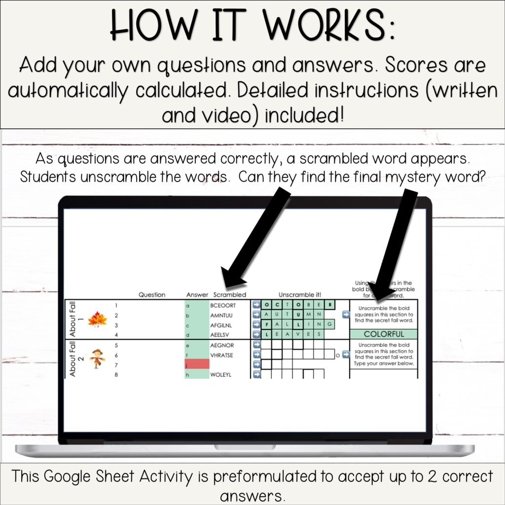 Scrambled Template for Google Sheets - 16 Question Digital Activity ...
