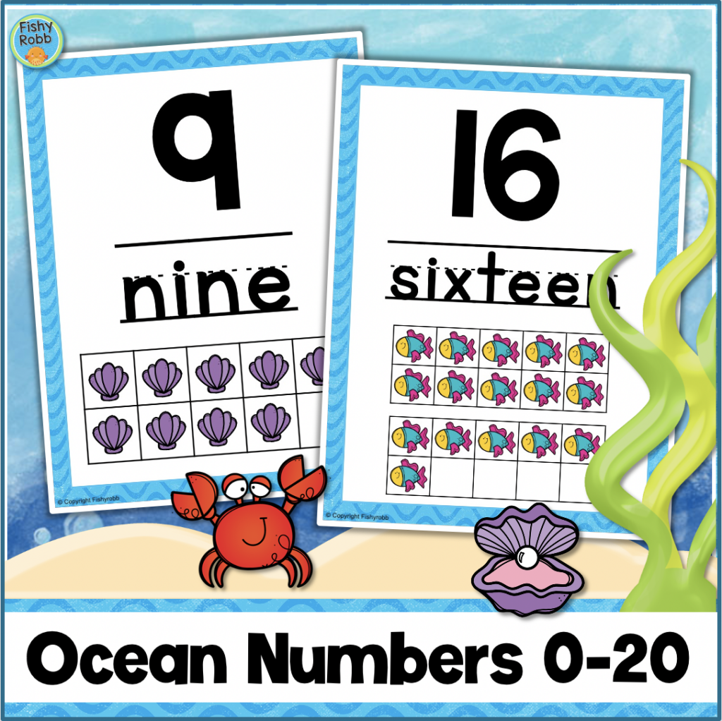 Under the Sea Ocean Theme Number Posters 0-20 - Made By Teachers