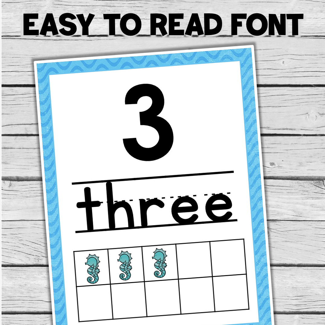 Under the Sea Ocean Theme Number Posters 0-20 | Made By Teachers