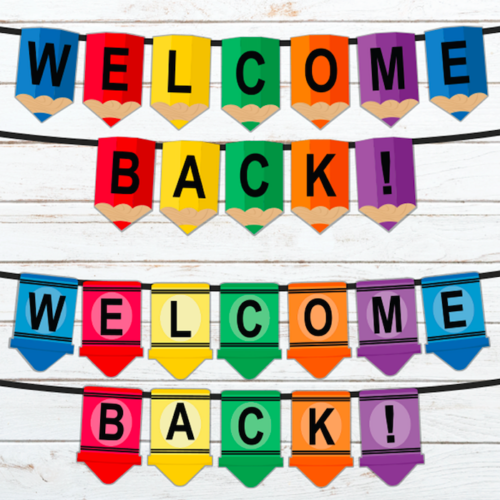 Welcome Back Banners | Pencils and Crayons | Bulletin Board Class Decor ...
