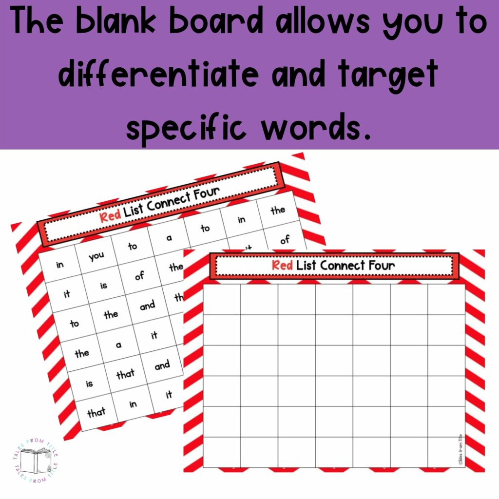 Fry's First 100 Sight Word Games: Connect Four Words 1 - 10 | Printable ...