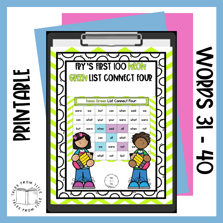 Fry's First 100 Sight Word Games: Connect Four Words 31 - 40 ...