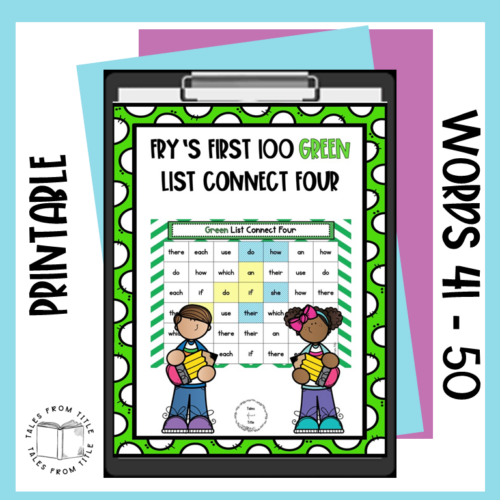 Fry's First 100 Sight Word Games: Connect Four Words 41 - 50 ...