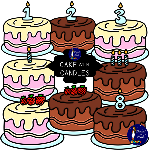 Cake with Candles Clip Art - Made By Teachers