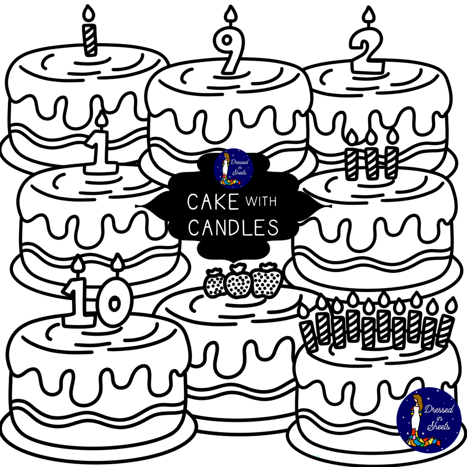 Cake with Candles Clip Art - Made By Teachers