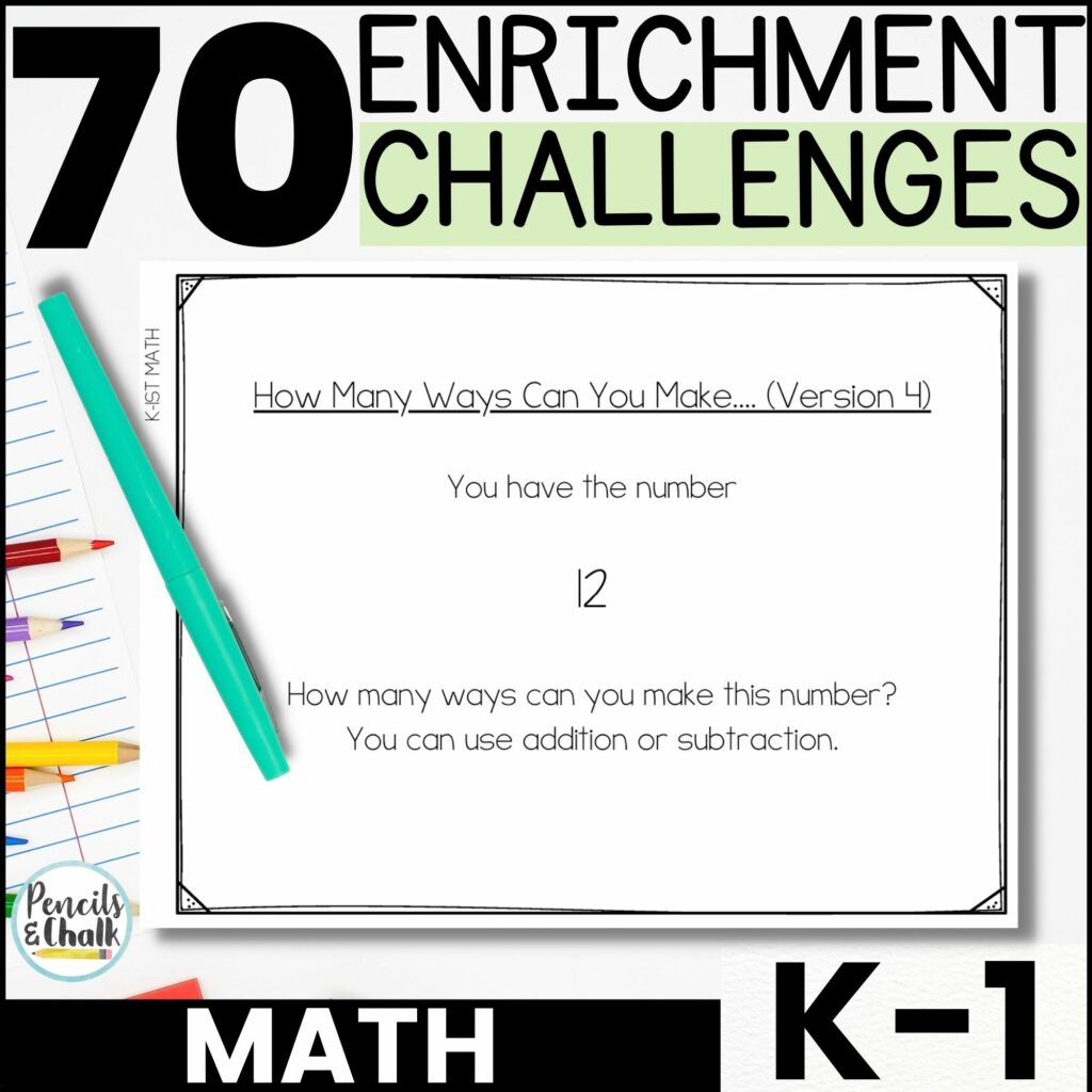 Math Enrichment Activities for Early Finishers & Gifted Students K ...