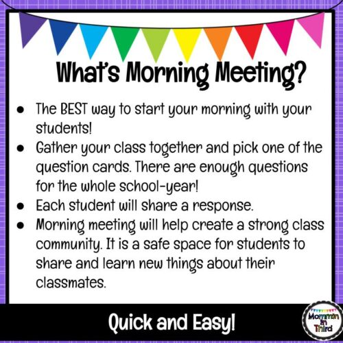 Morning Meeting Questions | Back to School Beginning of the Year ...