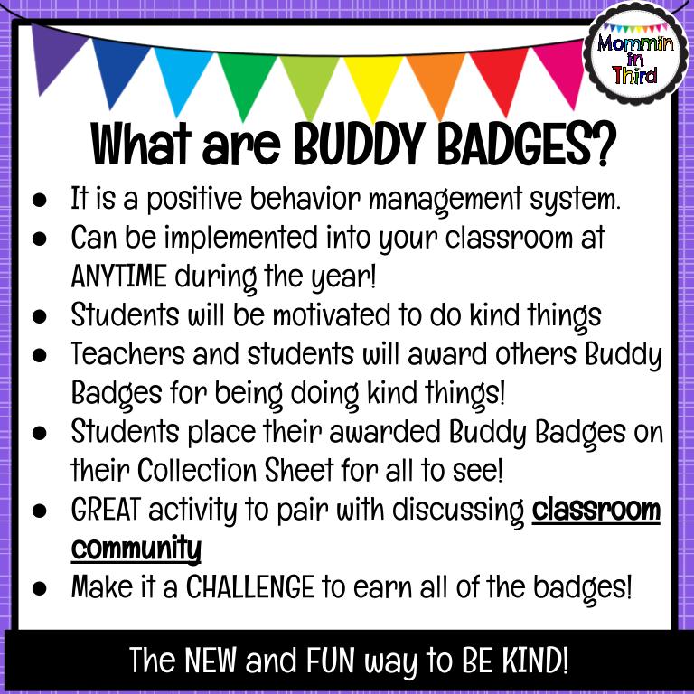 Positive Classroom Community Behavior Plan | Be Kind Buddy Badges ...
