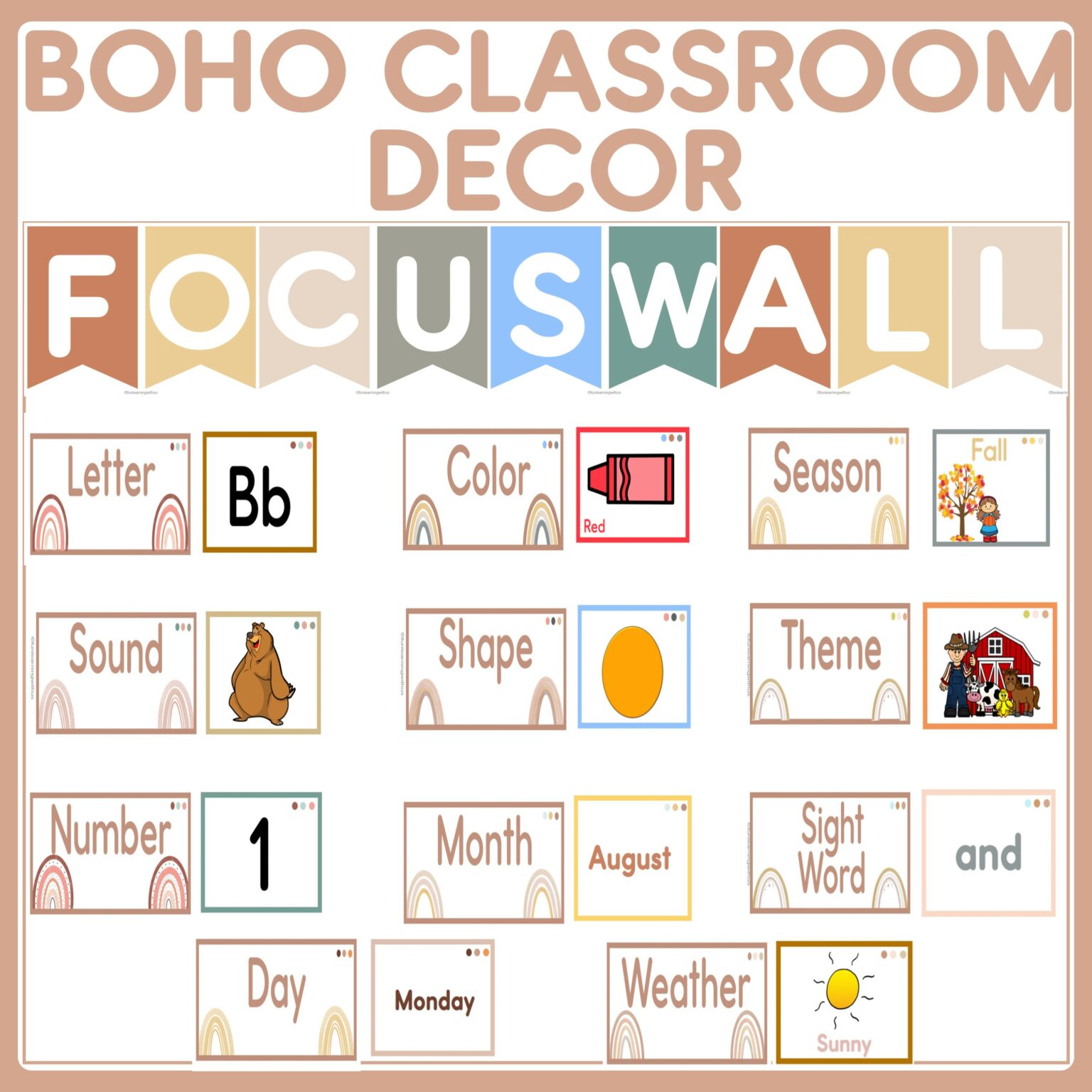 Boho Rainbow Classroom Décor Preschool & Pre-K Focus Wall | Made By ...