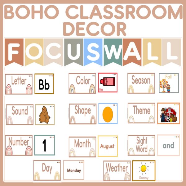Boho Rainbow Classroom Décor Preschool & Pre-K Focus Wall - Made By ...
