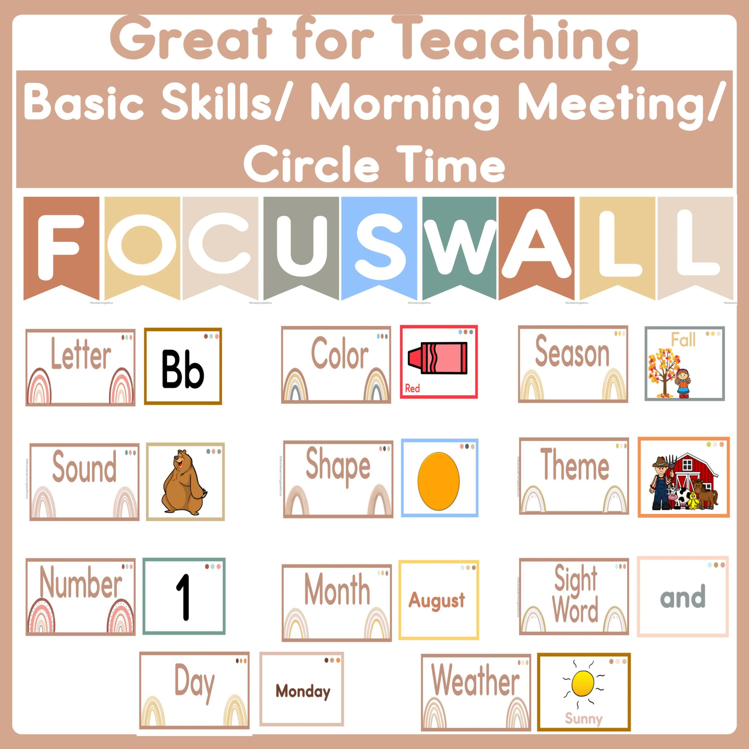 Boho Rainbow Classroom Décor Preschool & Pre-K Focus Wall - Made By ...