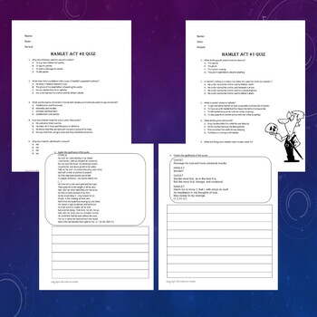 Hamlet Acts 1-5 Quizzes - Made By Teachers
