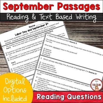 September 11th and Labor Day Paired Passages | Reading and Writing ...