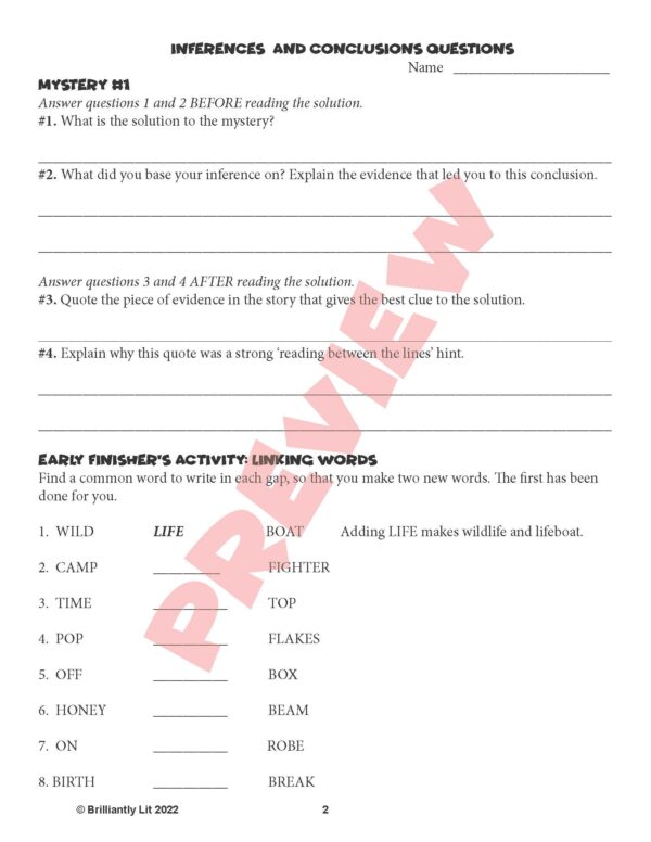 20 READING COMPREHENSION MYSTERY STORIES: Inferences & Conclusions ...