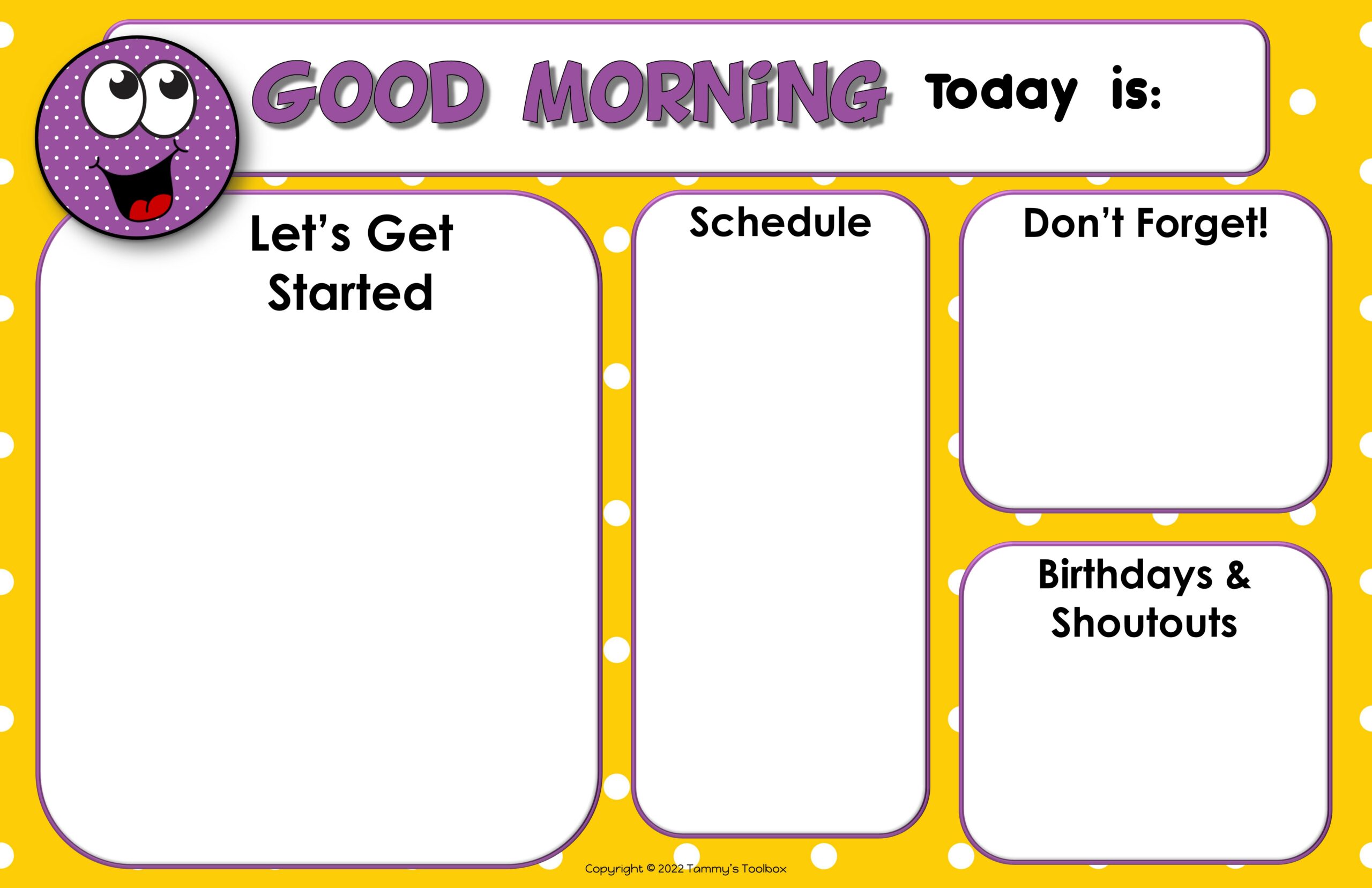 Digital Morning Meeting and Assignment Slides in Polka Dot Theme | Made ...