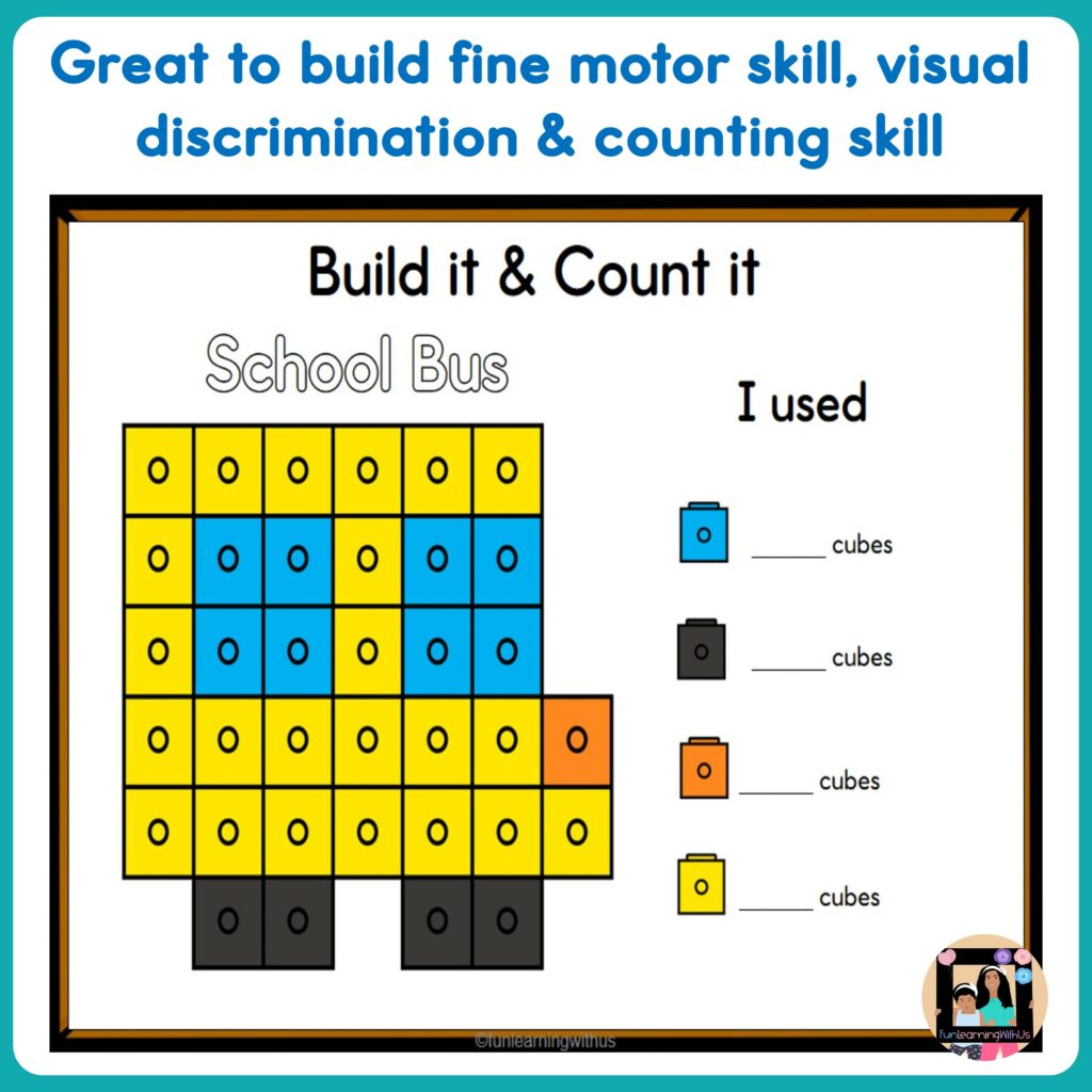 Back to School Linking Cubes Mats Fine motor Skills Center | Made By ...