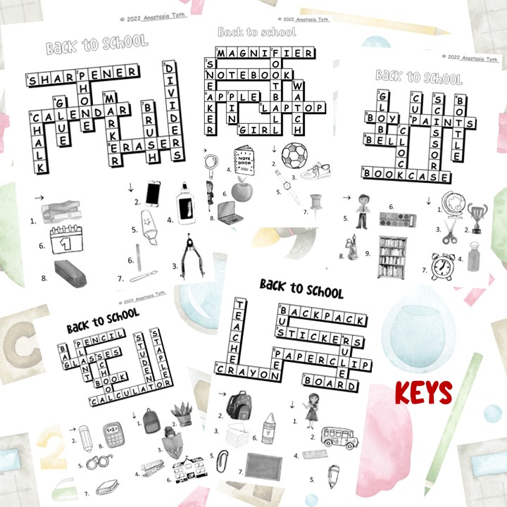 Back to school crossword for kids/adults | ESL printable Vocabulary ...