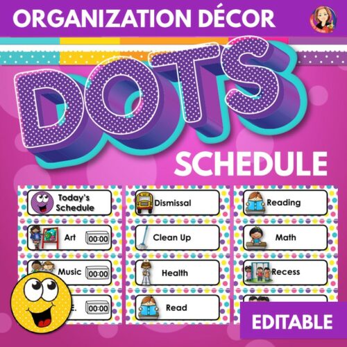 Classroom Schedule Decor in Polka Dot Theme - Made By Teachers