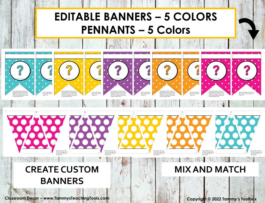 Editable Banners Pennants and Posters for Classroom Organization - Made ...
