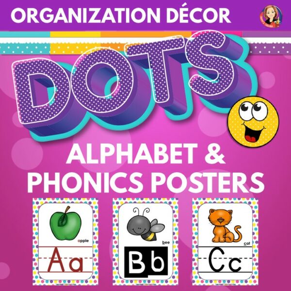 Alphabet Posters and Phonics Charts in Polka Dot Classroom Decor Theme ...