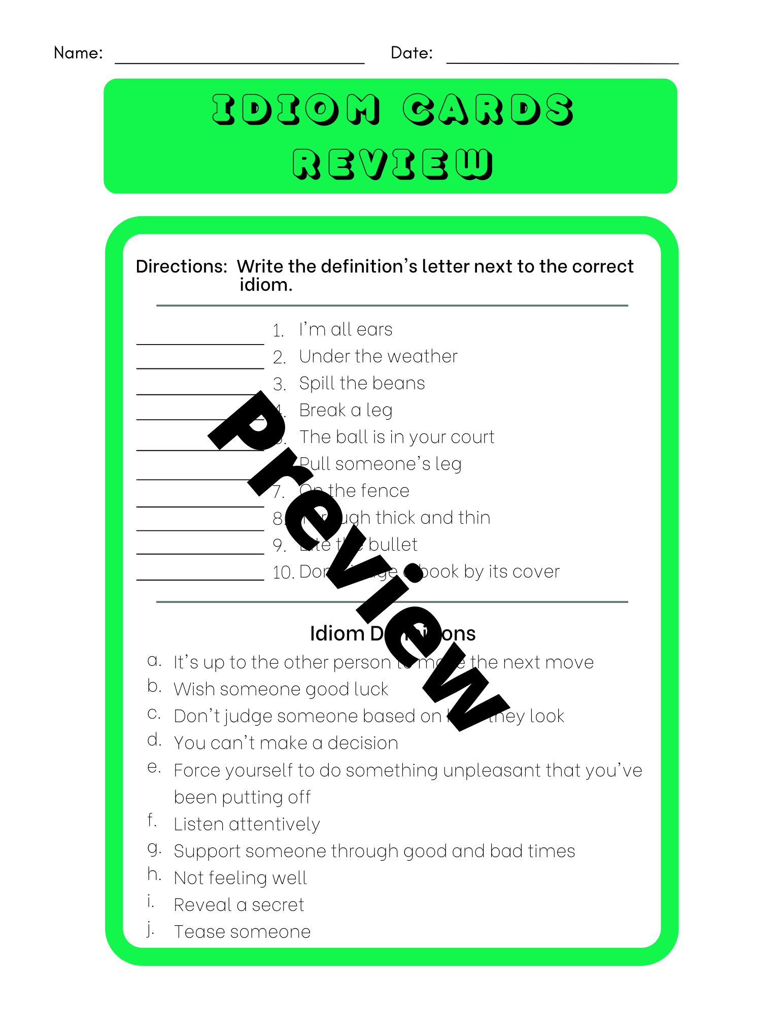 Figurative Language-Idioms Similes Metaphors | Made By Teachers