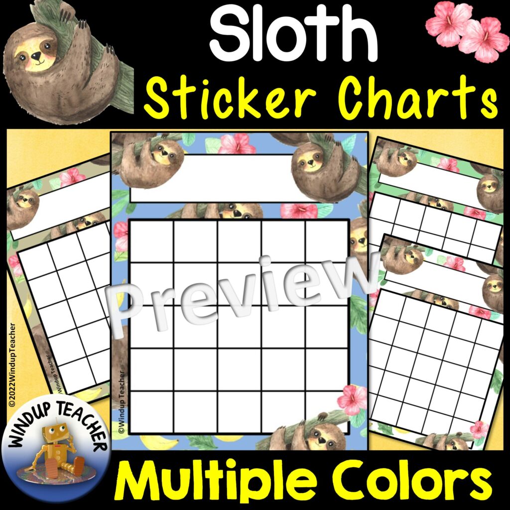 Sloth Sticker Charts - Made By Teachers