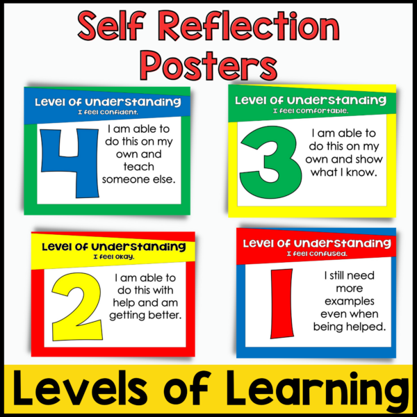 Student Self Reflection Levels of Understanding | Primary Color Theme ...