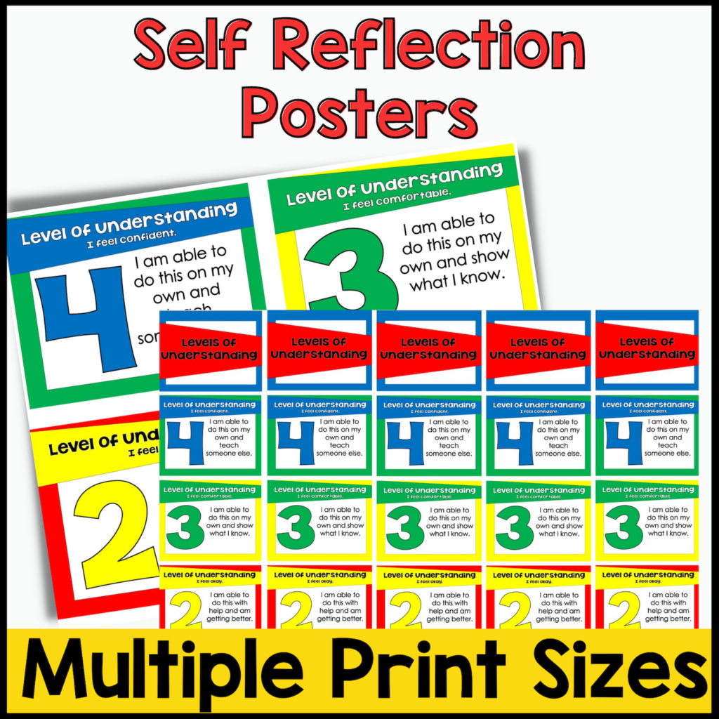 Student Self Reflection Levels of Understanding | Primary Color Theme ...