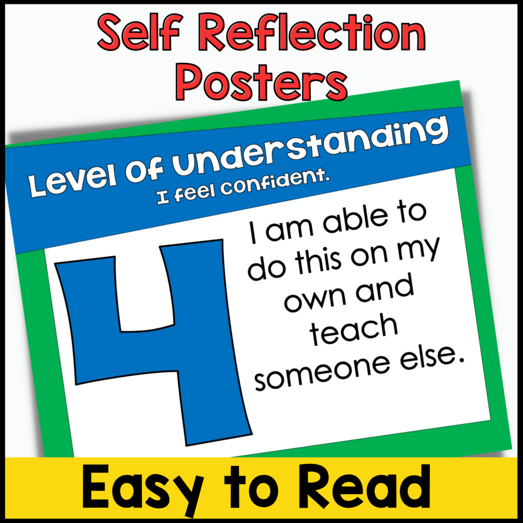 Student Self Reflection Levels of Understanding | Primary Color Theme ...