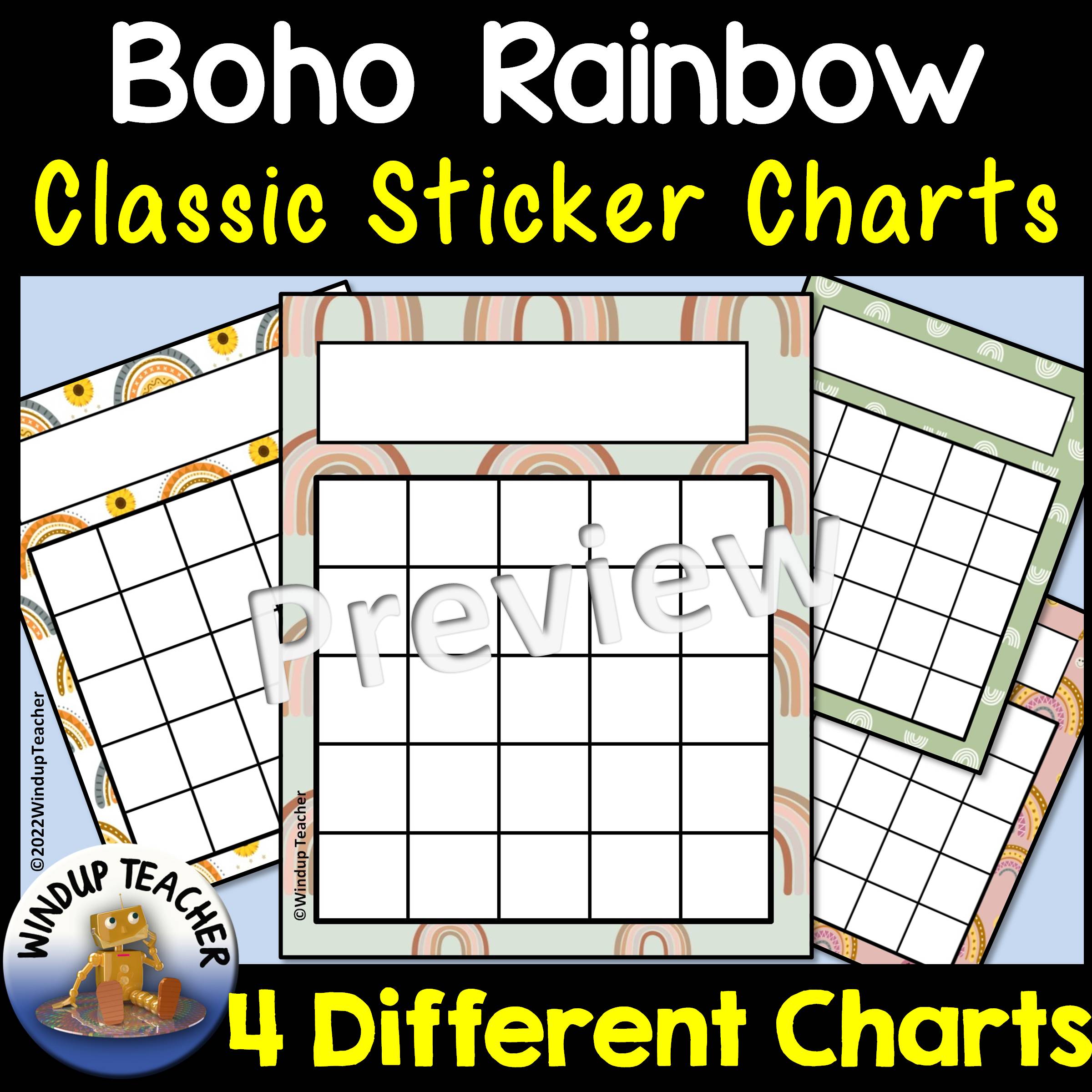 Boho Rainbow Classic Sticker Charts | Made By Teachers