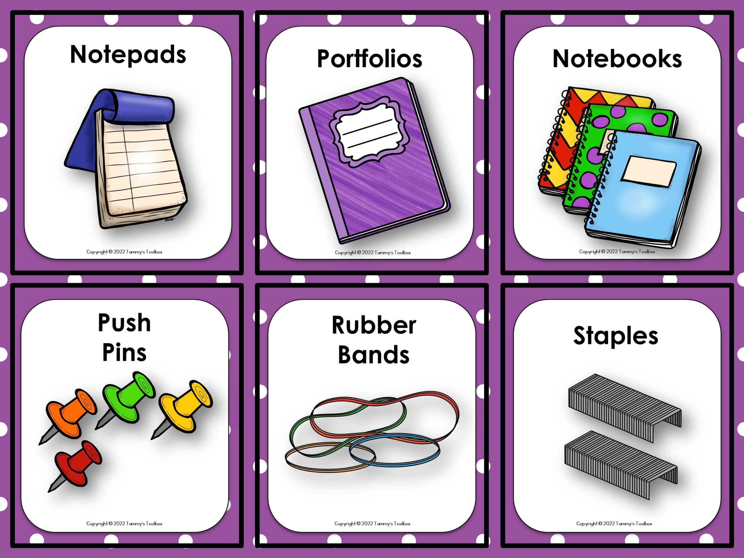 Supply Labels in Polka Dot Classroom Decor Theme - Made By Teachers