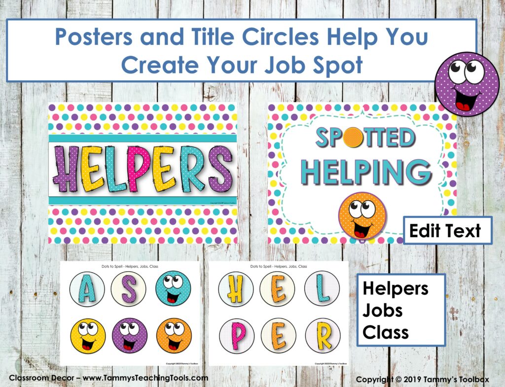 Editable Class Job Chart and Classroom Helpers Display - Made By Teachers