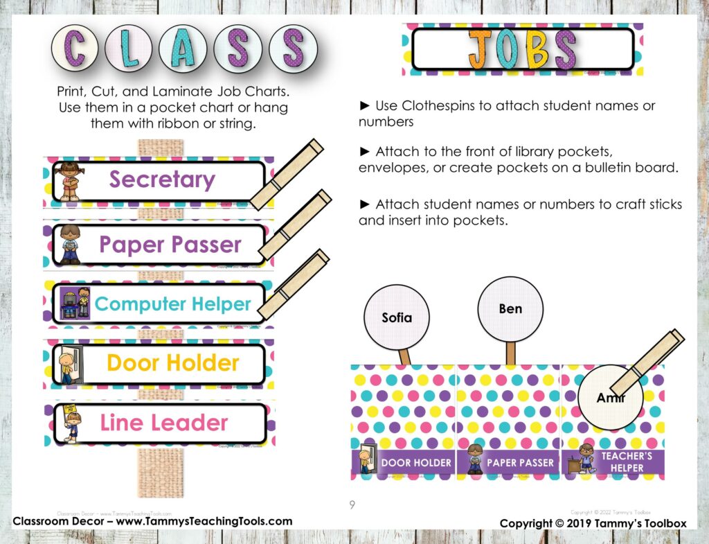 Editable Class Job Chart and Classroom Helpers Display - Made By Teachers