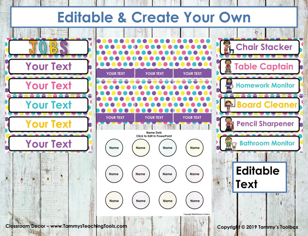 Editable Class Job Chart and Classroom Helpers Display - Made By Teachers