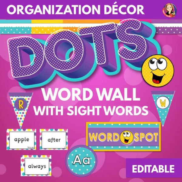 Sight Word and Phonics Word Wall in Polka Dot Classroom Decor | Made By ...