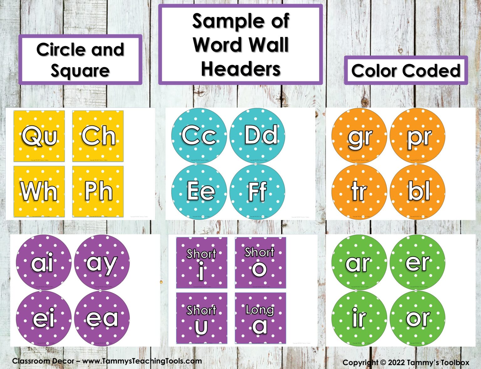 Sight Word and Phonics Word Wall in Polka Dot Classroom Decor - Made By ...