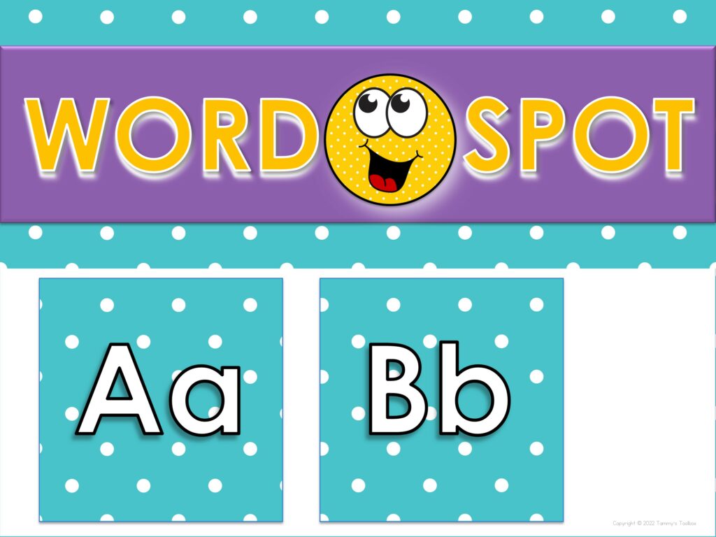 Sight Word and Phonics Word Wall in Polka Dot Classroom Decor - Made By ...