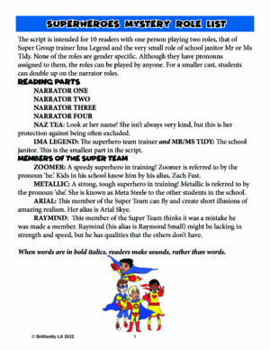 READERS' THEATER SUPERHERO MYSTERY SCRIPT: Mystery of the Missing Cape ...
