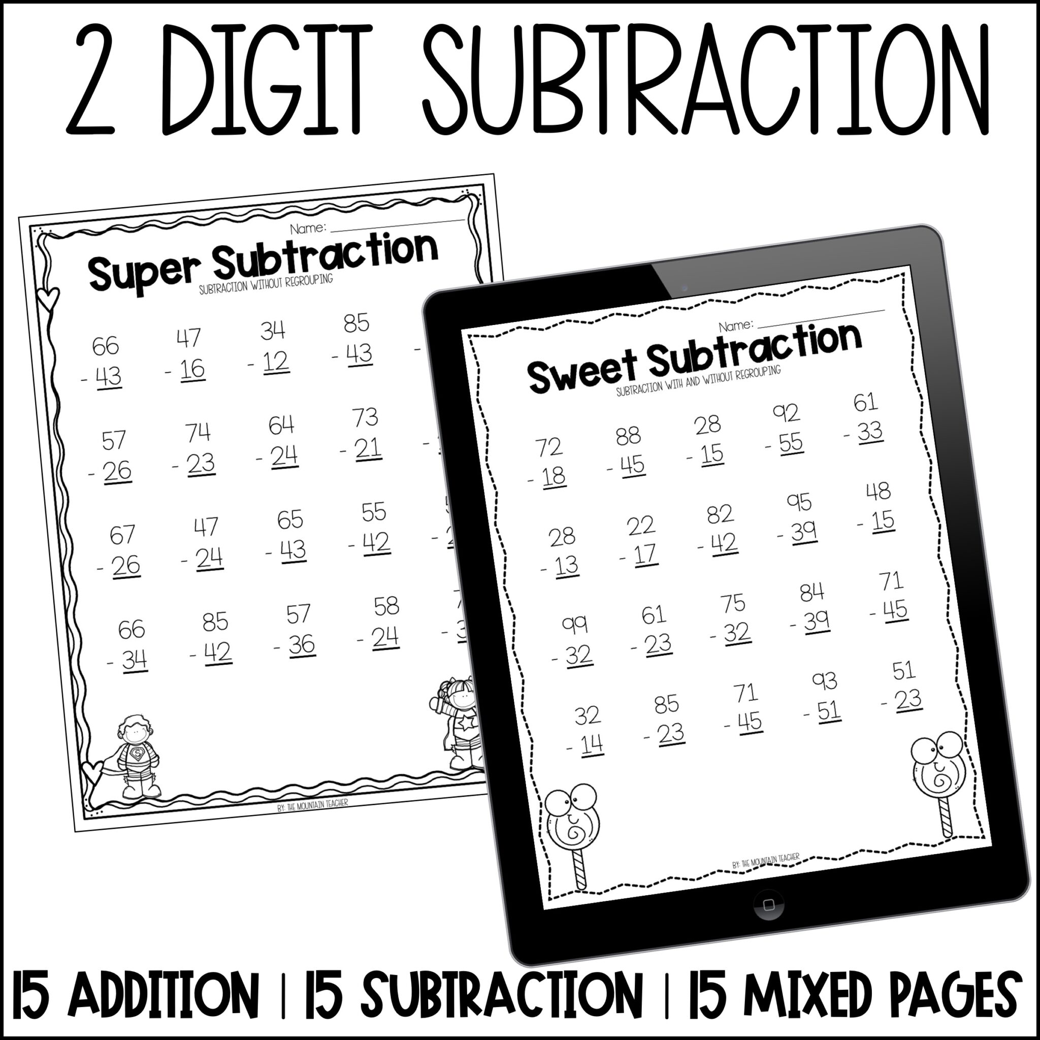 2 Digit Addition And Subtraction Worksheets With And Without Regrouping 2 Digit Addition And Subtraction Worksheets With And Without Regrouping