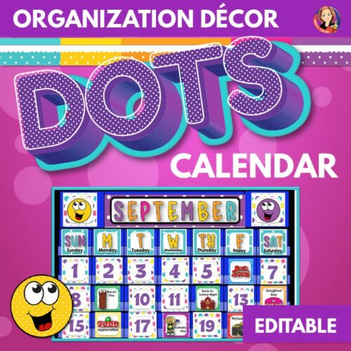Classroom Calendar Set in Polka Dot Classroom Decor - Made By Teachers