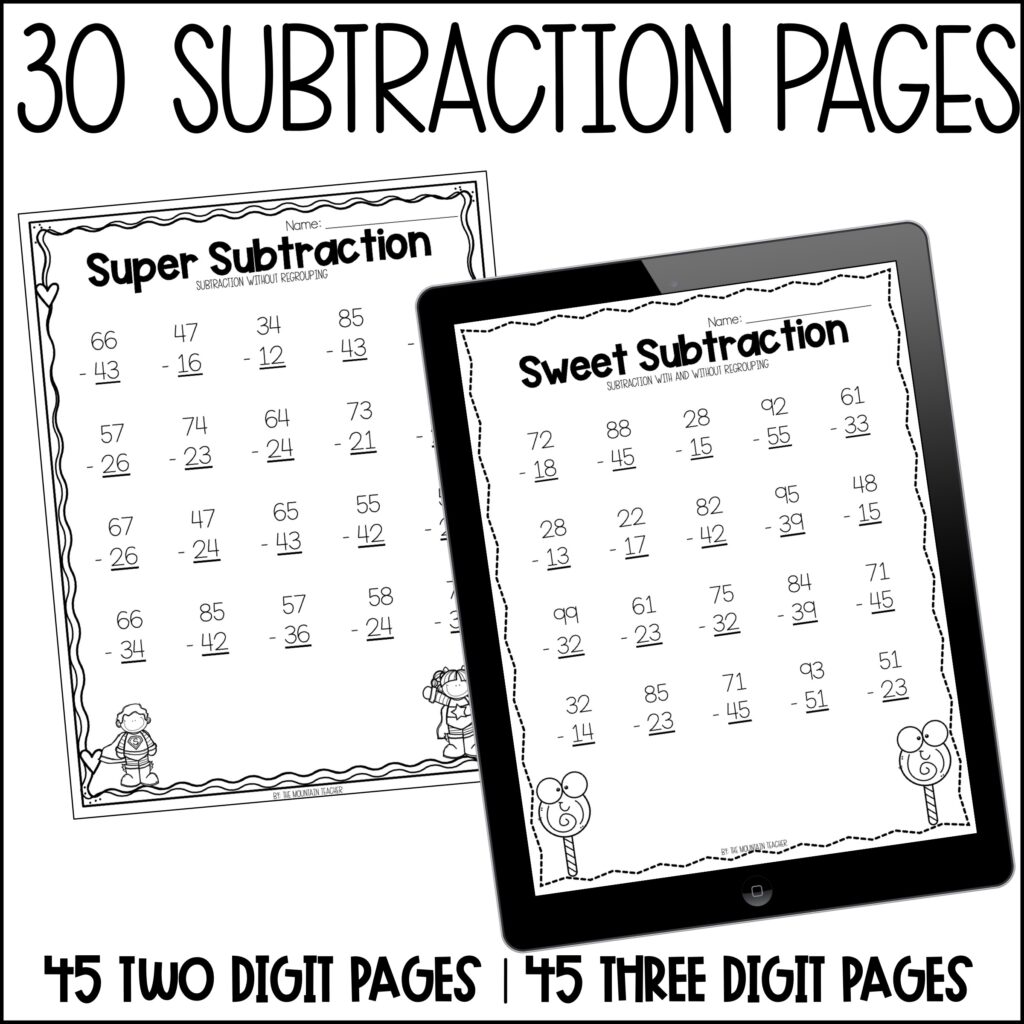 2 And 3 Digit Addition And Subtraction Worksheets BUNDLE Made By Teachers