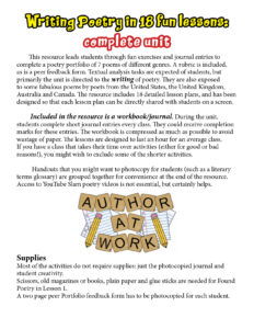 POETRY WRITING UNIT: 18 Creative Writing Lessons - Made By Teachers